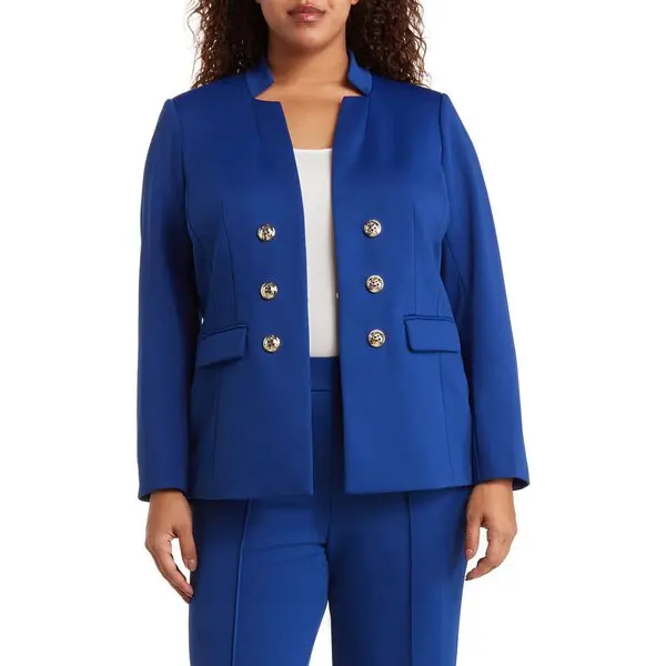 TAHARI ASL Faux Double Breasted Ponte Blazer - Cobalt
