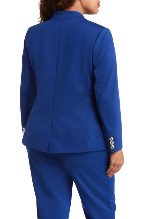 TAHARI ASL Faux Double Breasted Ponte Blazer - Cobalt
