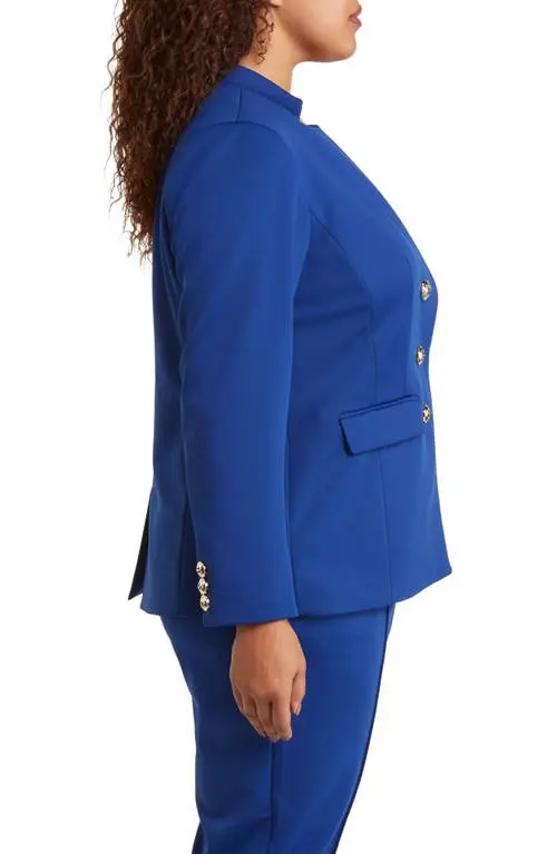 TAHARI ASL Faux Double Breasted Ponte Blazer - Cobalt