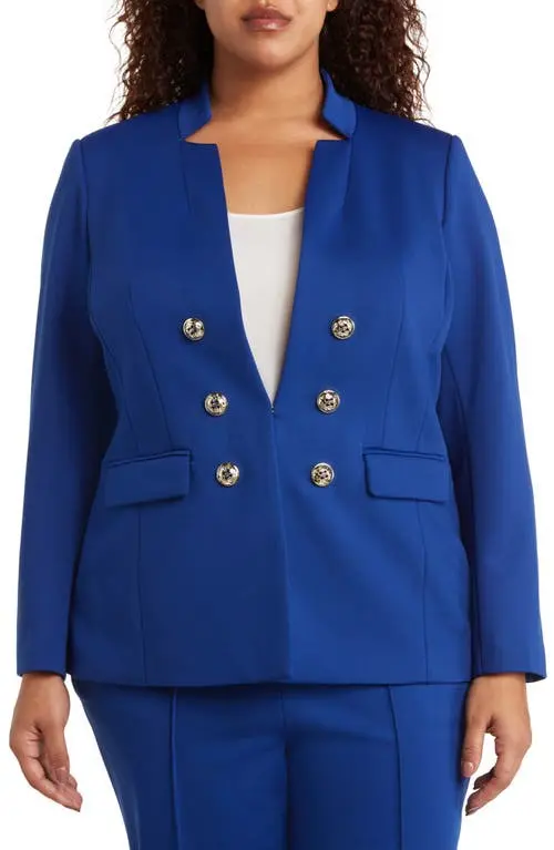 TAHARI ASL Faux Double Breasted Ponte Blazer - Cobalt