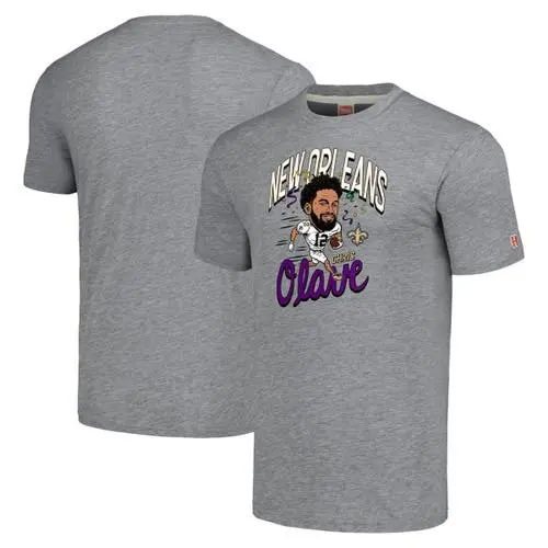 HOMAGE Chris Olave New Orleans Saints Caricature Player Tri-blend T-shirt - Gray