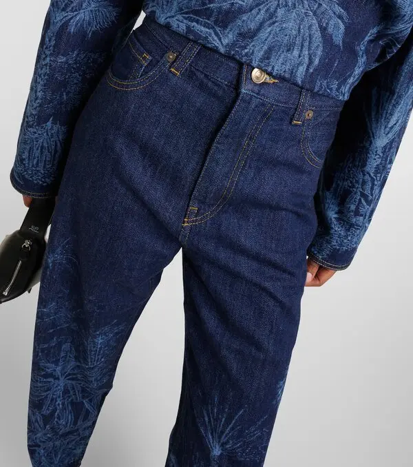 Alanui Jungle Printed High-rise Jeans - Blue