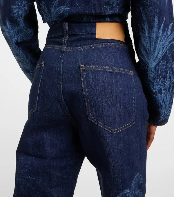 Alanui Jungle Printed High-rise Jeans - Blue