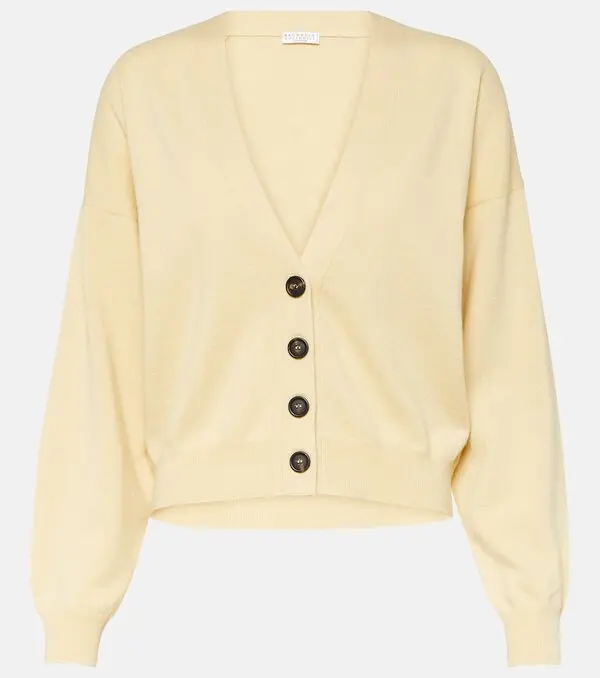 Brunello Cucinelli Cashmere Button-front Cardigan - Yellow