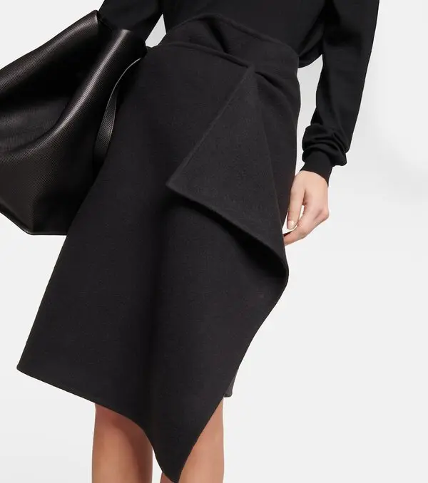 THE ROW Bartellina Draped Cashmere Midi Skirt