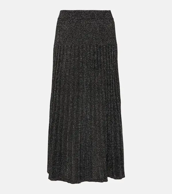 JOSEPH Ribbed-knit Lurex® Midi Skirt - Black