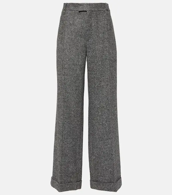 Brunello Cucinelli Herringbone Flared Trousers - Grey