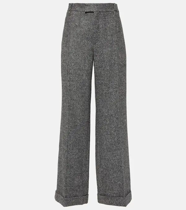 Brunello Cucinelli Herringbone Flared Trousers - Grey