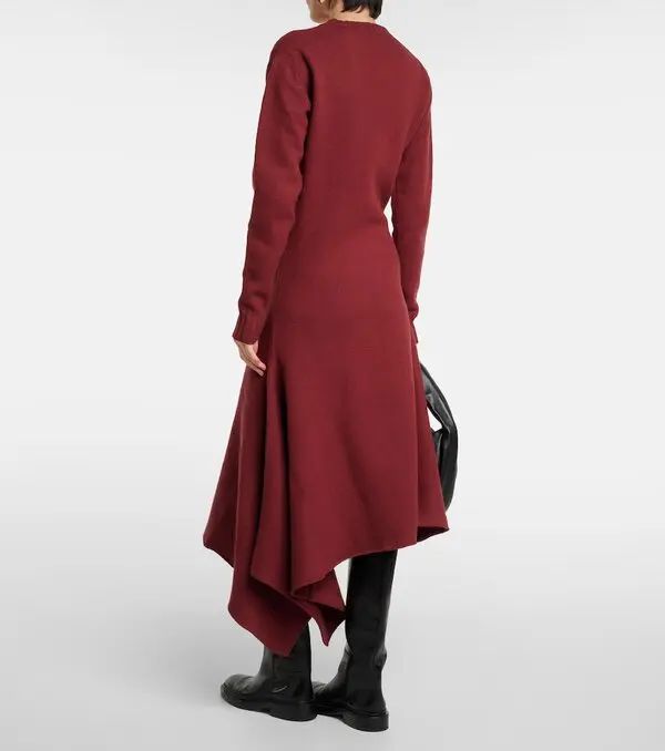 JIL SANDER Asymmetric Wool Midi Dress