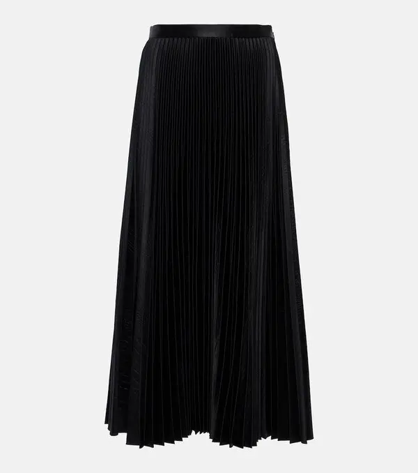 Alaïa Pleated Croc-effect Midi Skirt