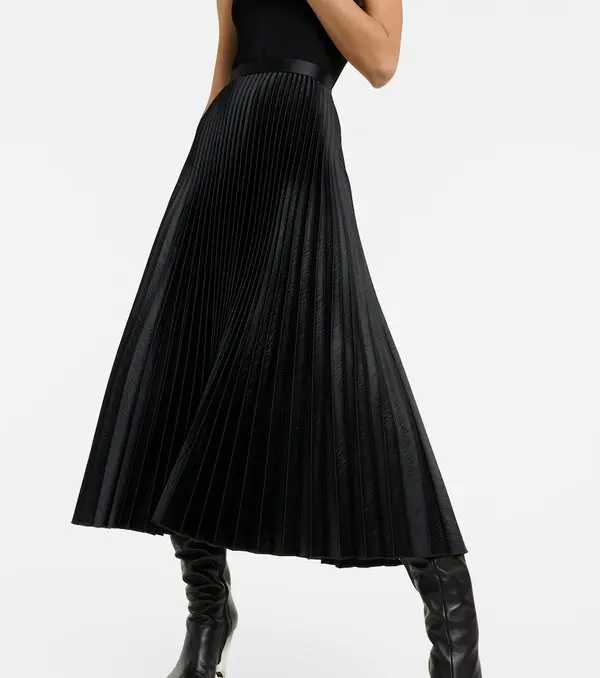 Alaïa Pleated Croc-effect Midi Skirt