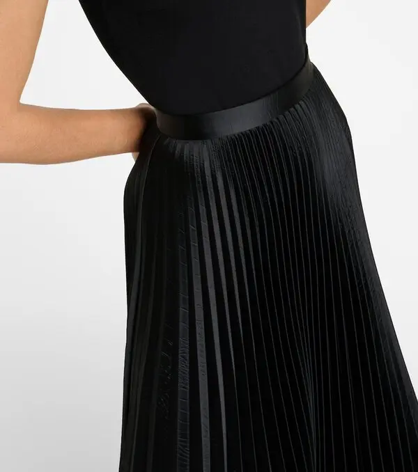 Alaïa Pleated Croc-effect Midi Skirt