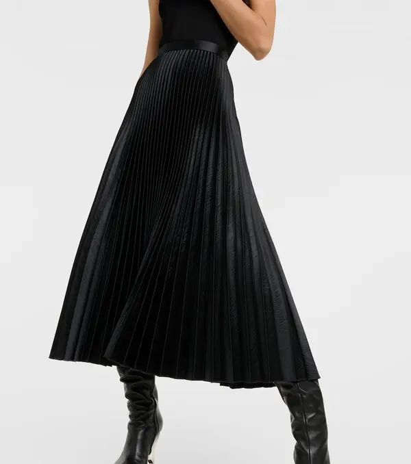 Alaïa Pleated Croc-effect Midi Skirt