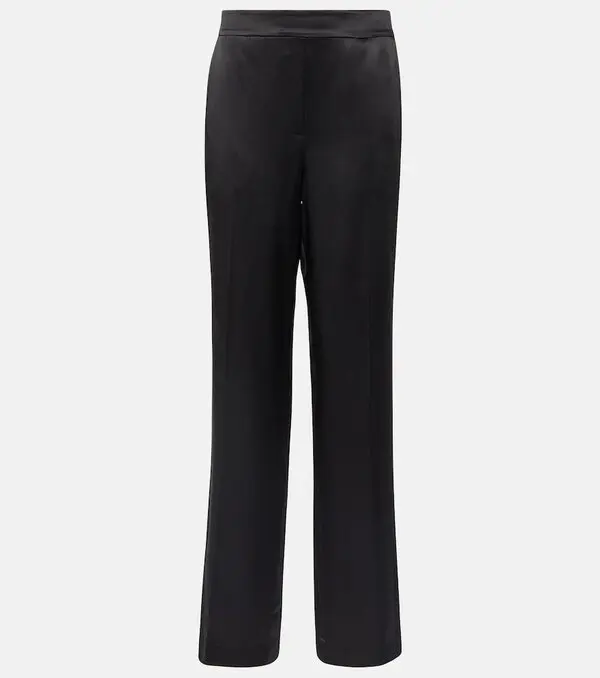 JOSEPH Tova Silk Satin Straight Leg Pants - Black