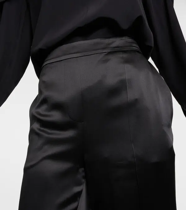 JOSEPH Tova Silk Satin Straight Leg Pants - Black