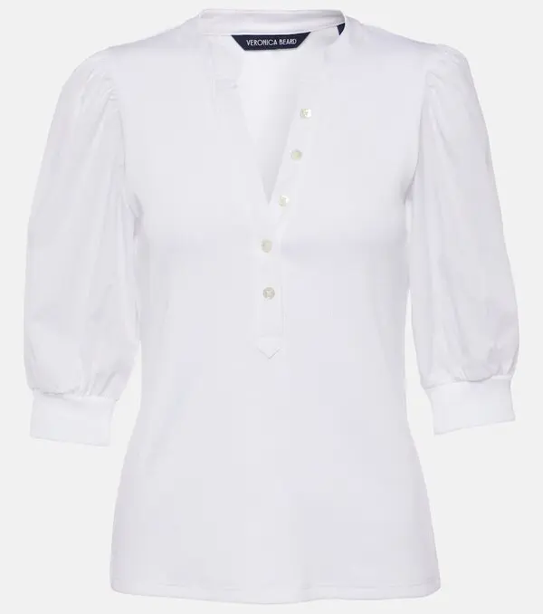 Veronica Beard Coralee Puff-sleeve Top - White