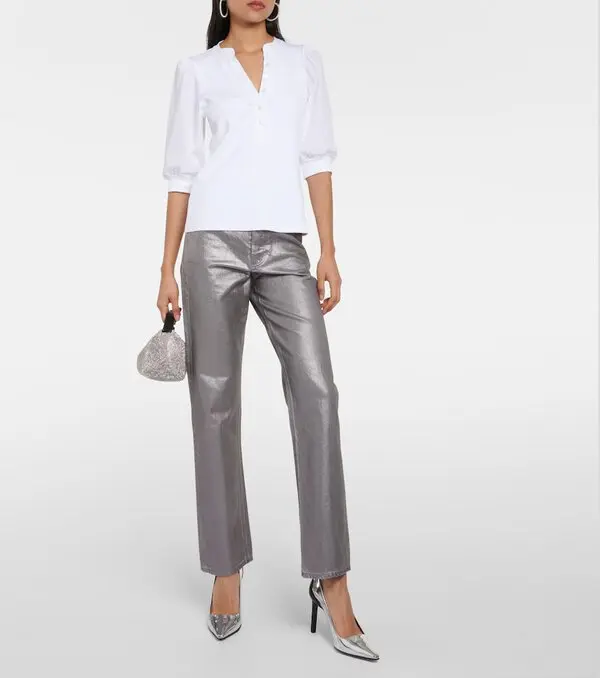 Veronica Beard Coralee Puff-sleeve Top - White