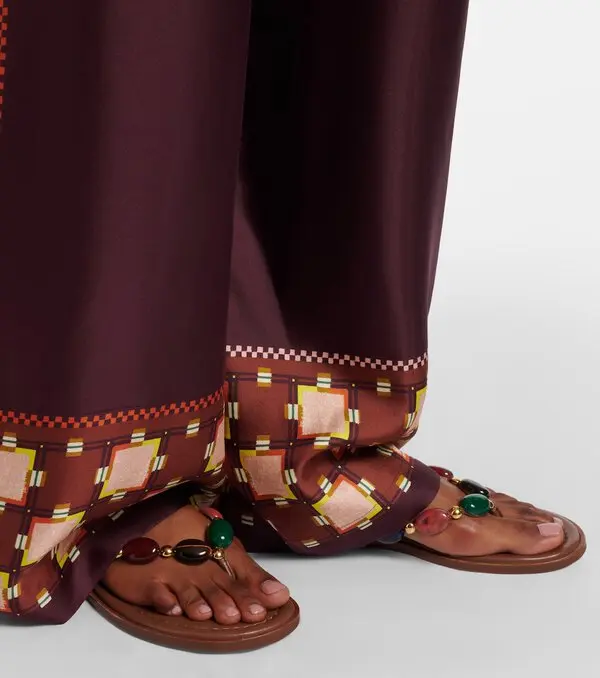 GIANVITO ROSSI Shanti Embellished Leather Thong Sandals - Brown