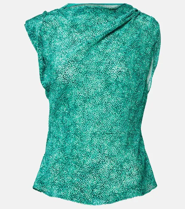 Isabel Marant Étoile Samia Silk-blend Top - Green