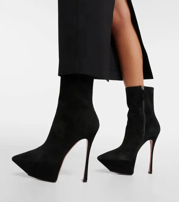 Amina Muaddi Yigit 150 Suede Ankle Boots