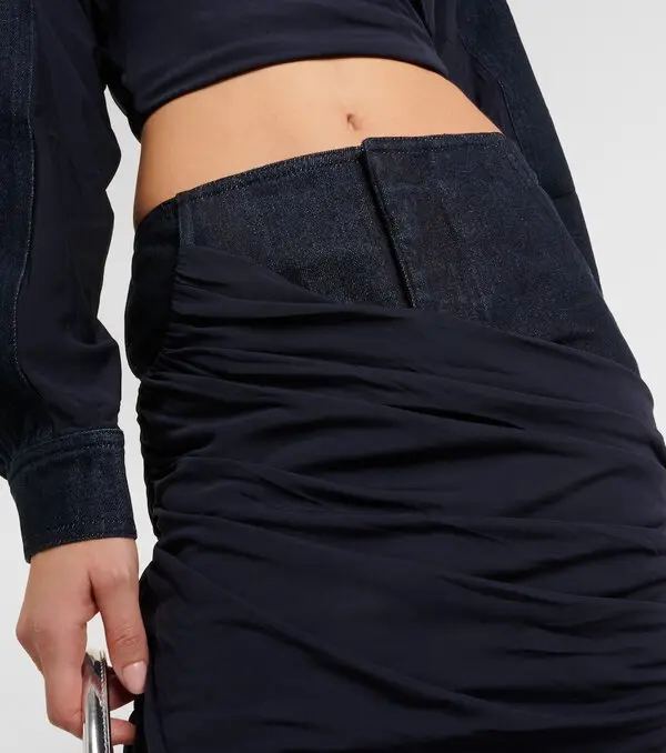 Christopher Esber Ruched Denim Maxi Skirt