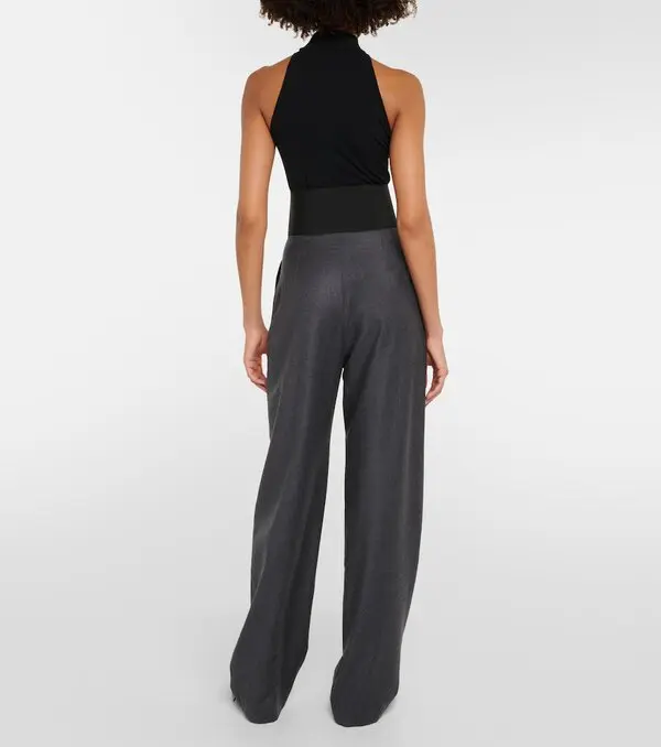 Alaïa High-rise Virgin Wool Straight Pants - Grey