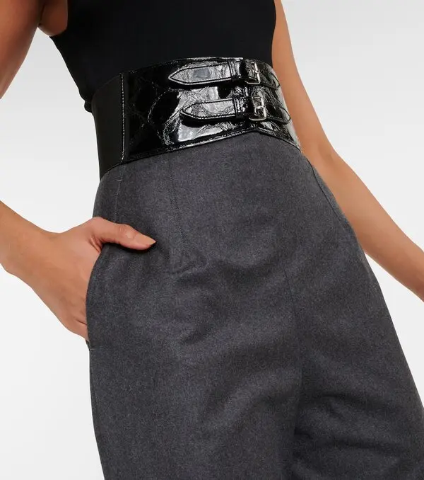 Alaïa High-rise Virgin Wool Straight Pants - Grey