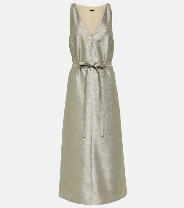JOSEPH Desiree Metallic Midi Dress - Silver