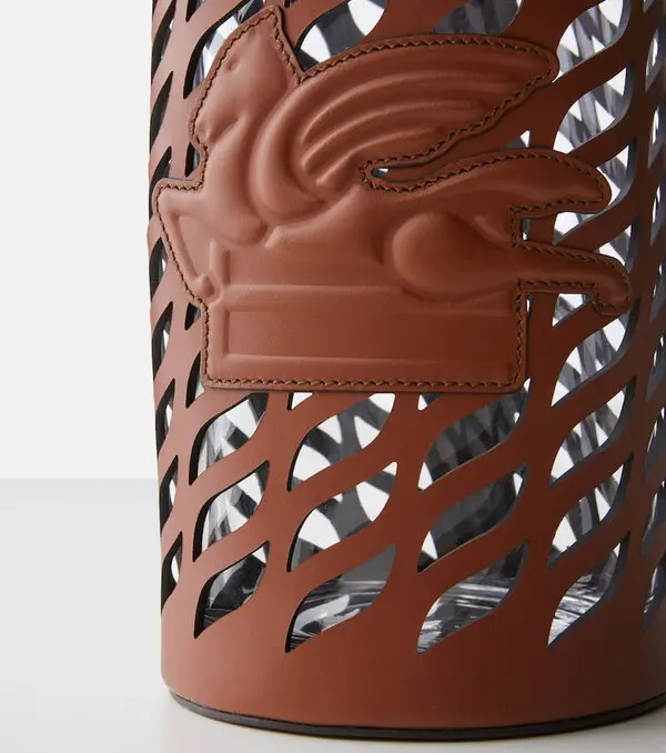 Etro Pegaso Leather-trimmed Glass Vase