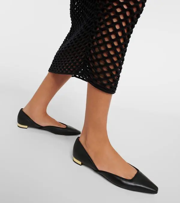 AQUAZZURA Maia Leather Ballet Flats - Black