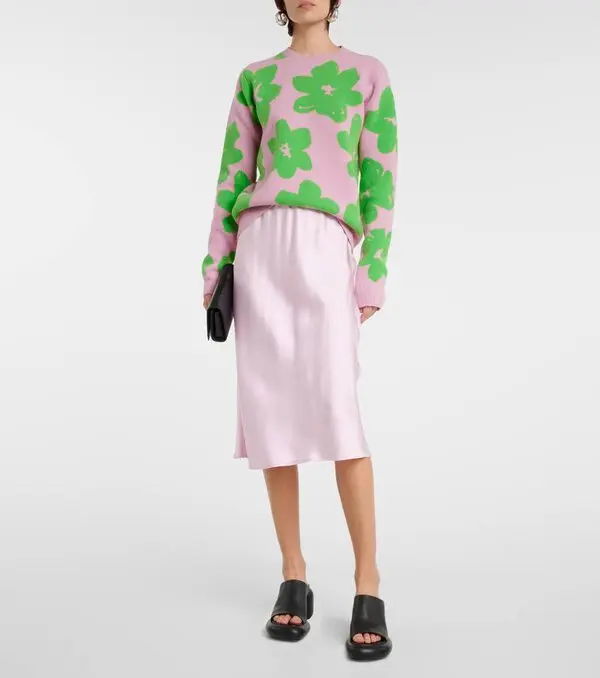JIL SANDER Floral Wool-blend Crewneck Sweater