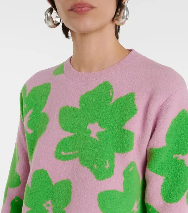 JIL SANDER Floral Wool-blend Crewneck Sweater
