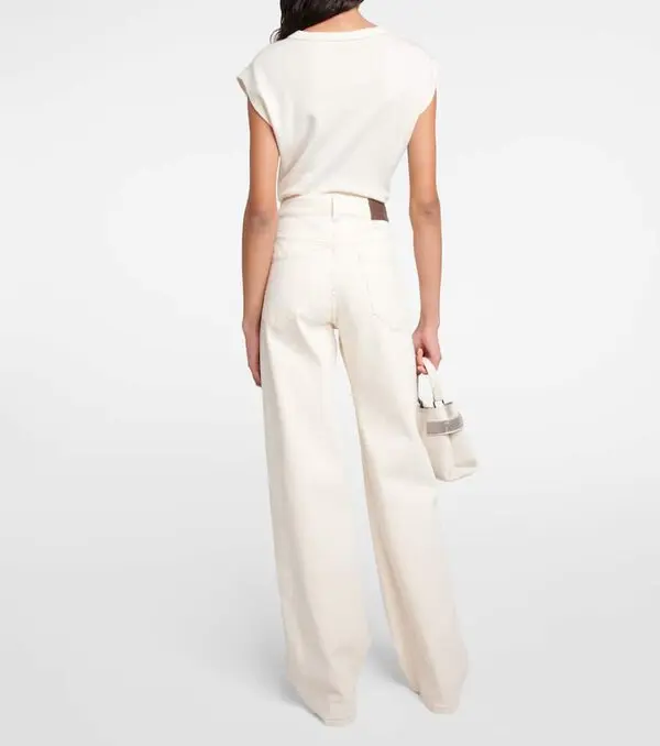 Brunello Cucinelli Garment-dyed Wide-leg Jeans - White