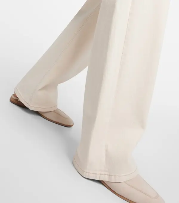 Brunello Cucinelli Garment-dyed Wide-leg Jeans - White