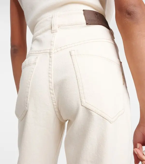 Brunello Cucinelli Garment-dyed Wide-leg Jeans - White
