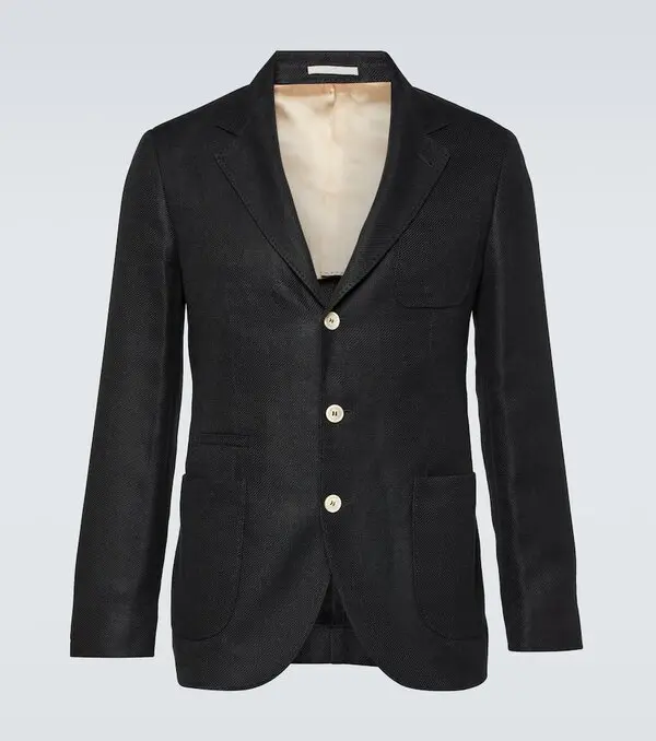 Brunello Cucinelli Linen, Wool, And Silk Blazer - Black