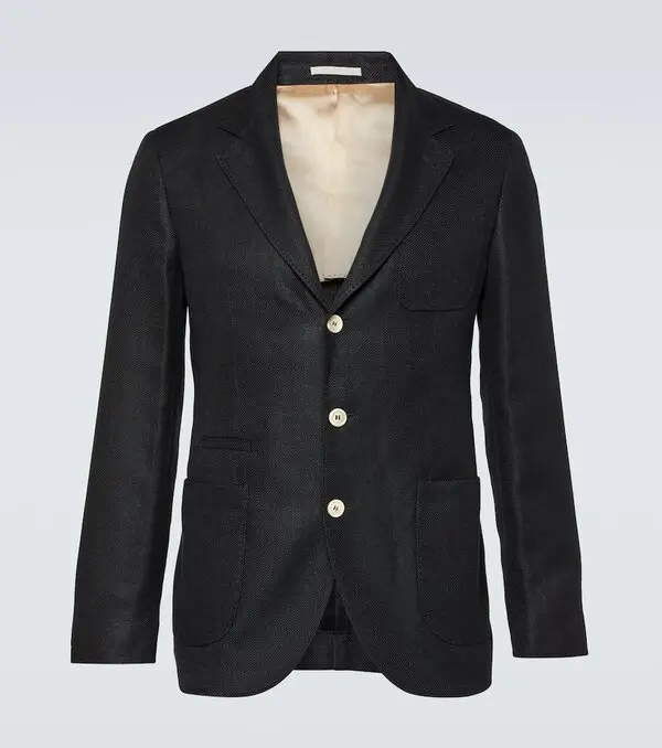 Brunello Cucinelli Linen, Wool, And Silk Blazer - Black