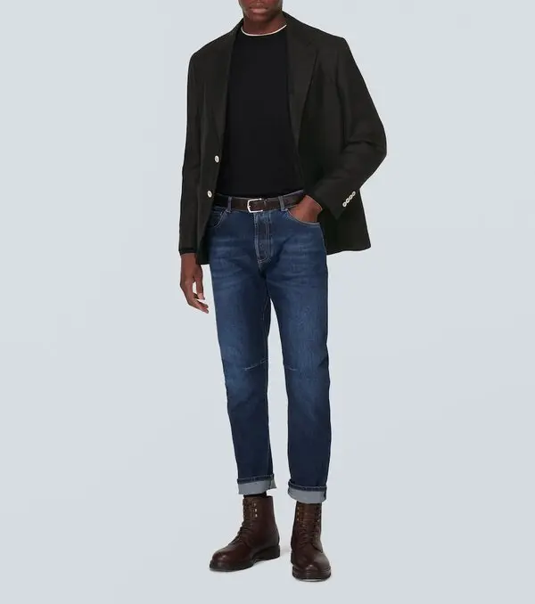 Brunello Cucinelli Linen, Wool, And Silk Blazer - Black