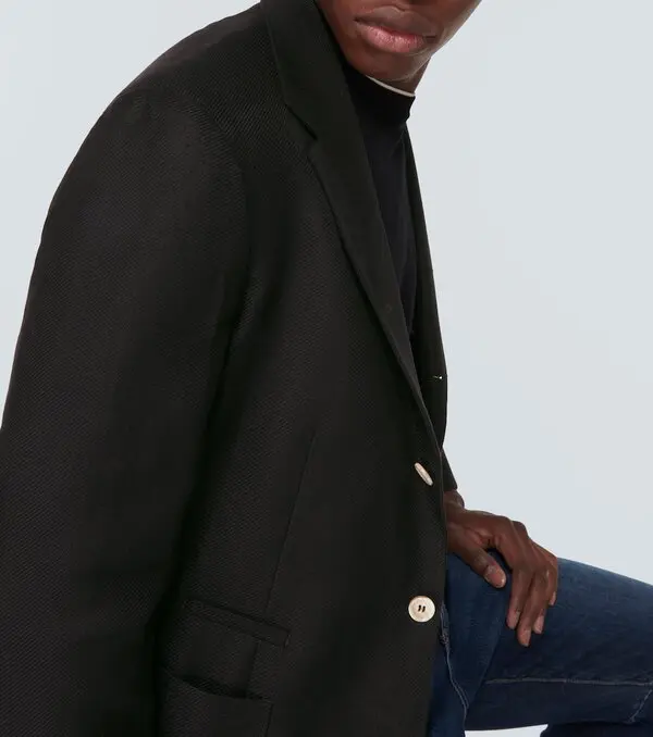 Brunello Cucinelli Linen, Wool, And Silk Blazer - Black