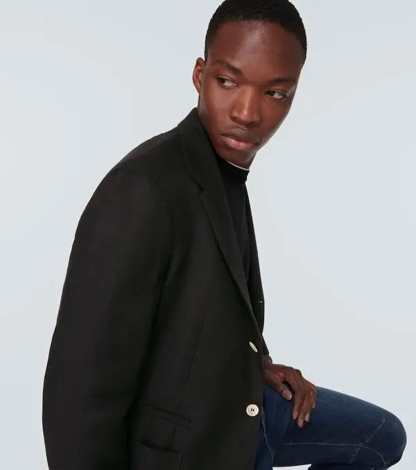Brunello Cucinelli Linen, Wool, And Silk Blazer - Black