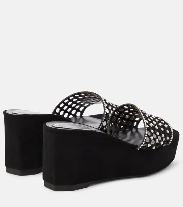 Rene Caovilla Embellished Platform Slides