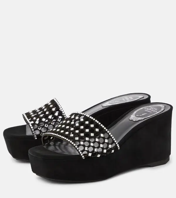 Rene Caovilla Embellished Platform Slides