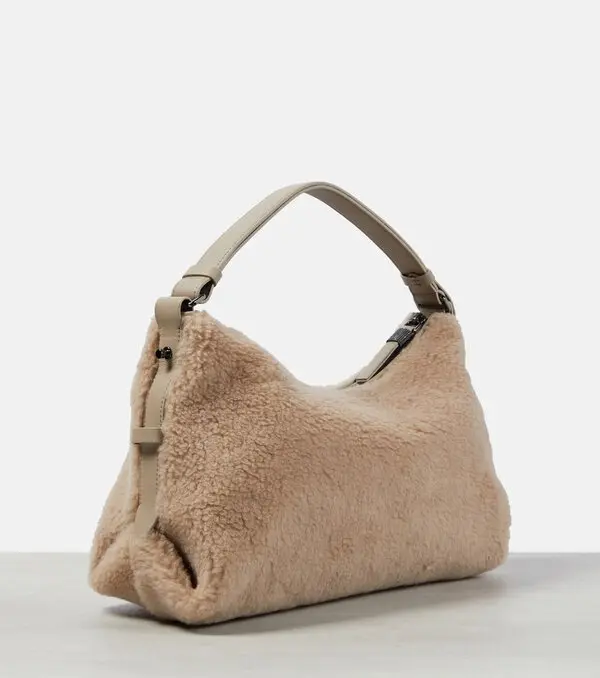 Brunello Cucinelli Faux Shearling Shoulder Bag