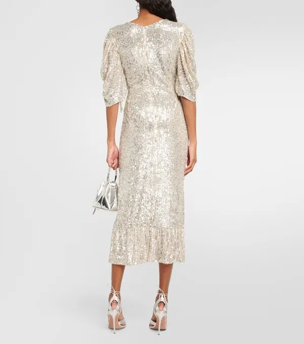 ROBERTA EINER Drama Sequined Midi Dress