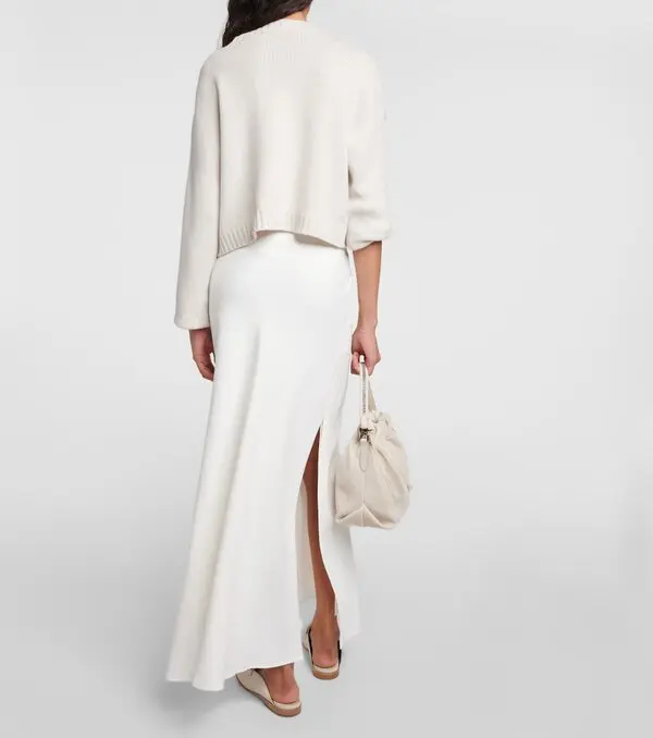 Brunello Cucinelli Maxi Skirt In Twill - Neutrals