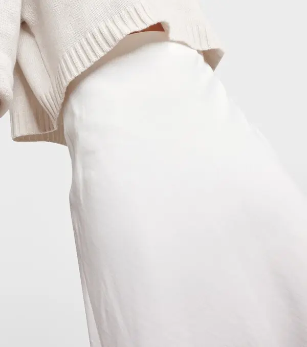 Brunello Cucinelli Maxi Skirt In Twill - Neutrals