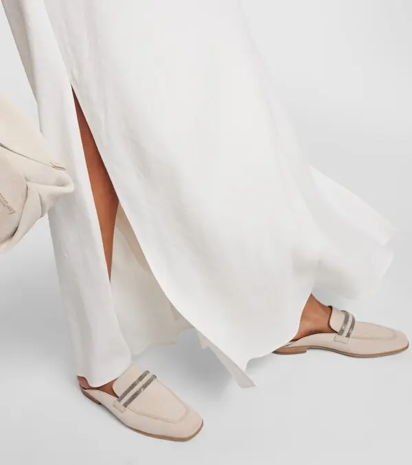 Brunello Cucinelli Maxi Skirt In Twill - Neutrals