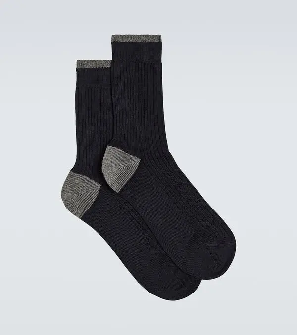 Brunello Cucinelli Cotton Crew Socks - Blue