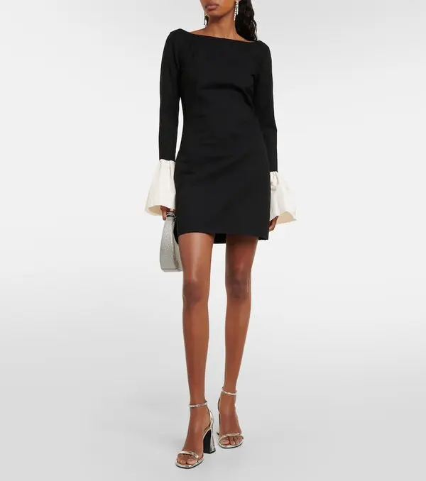 Staud Hawthorne Taffeta-trimmed Minidress - Black