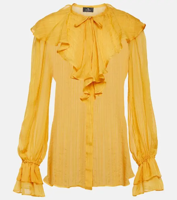 Etro Ruffled Silk Blouse - Yellow